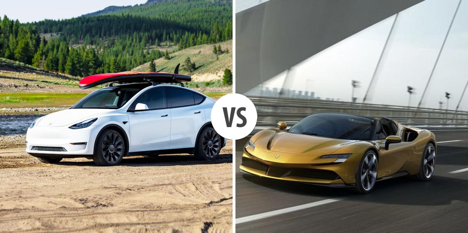 TESLA Model Y VS Ferrari SF90 Roadster – Vergleiche Preise, Leistung ...