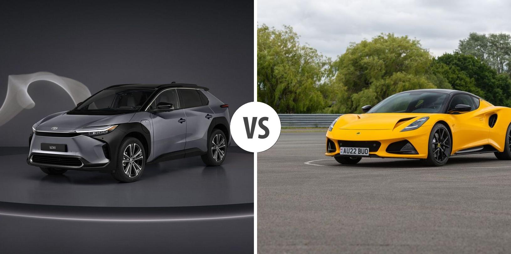 Toyota bZ4X VS Lotus Emira – Vergleiche Preise, Leistung, Kofferraum ...