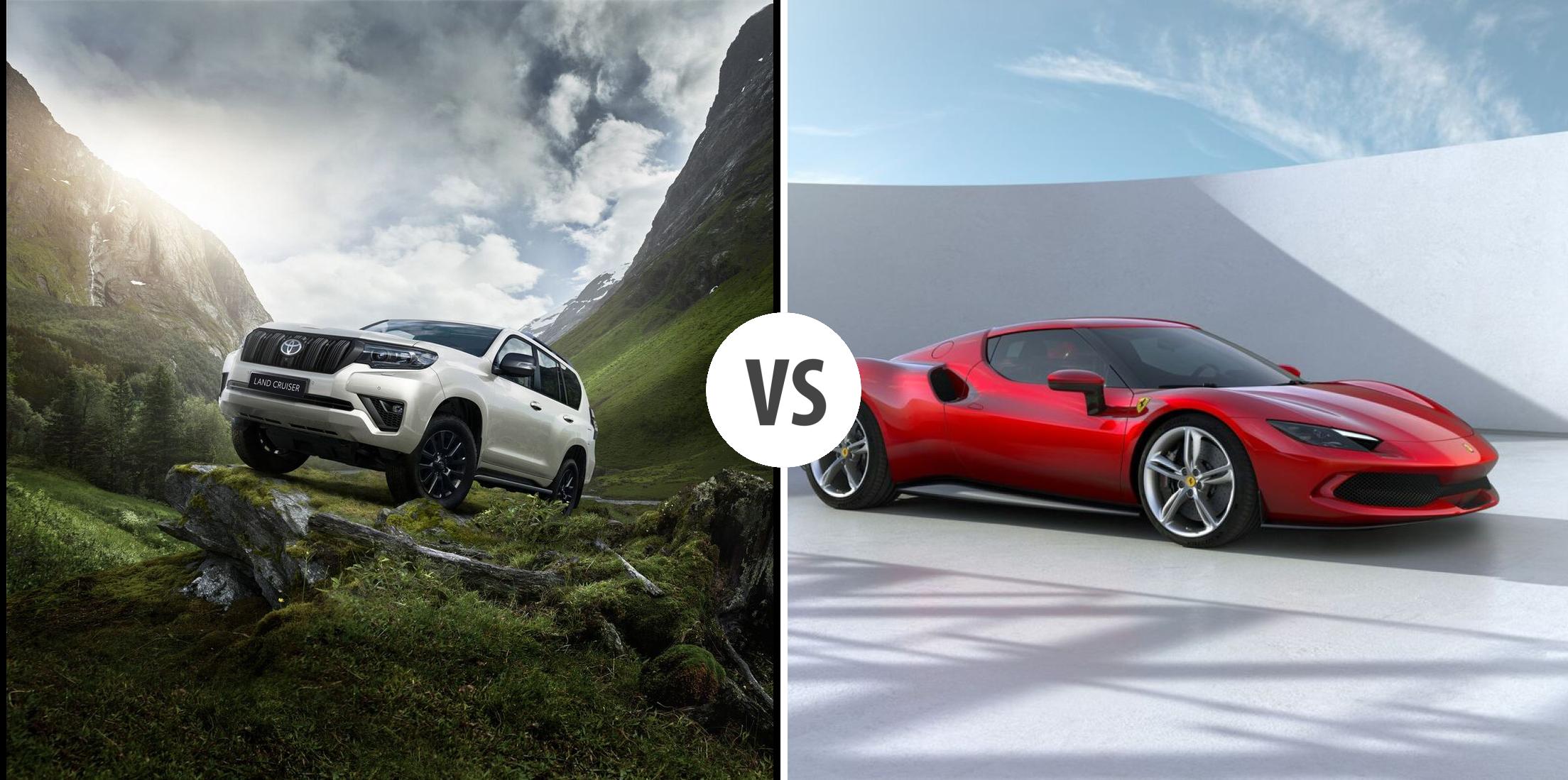 Toyota Land Cruiser VS Ferrari 296 Coupé – Vergleiche Preise, Leistung ...