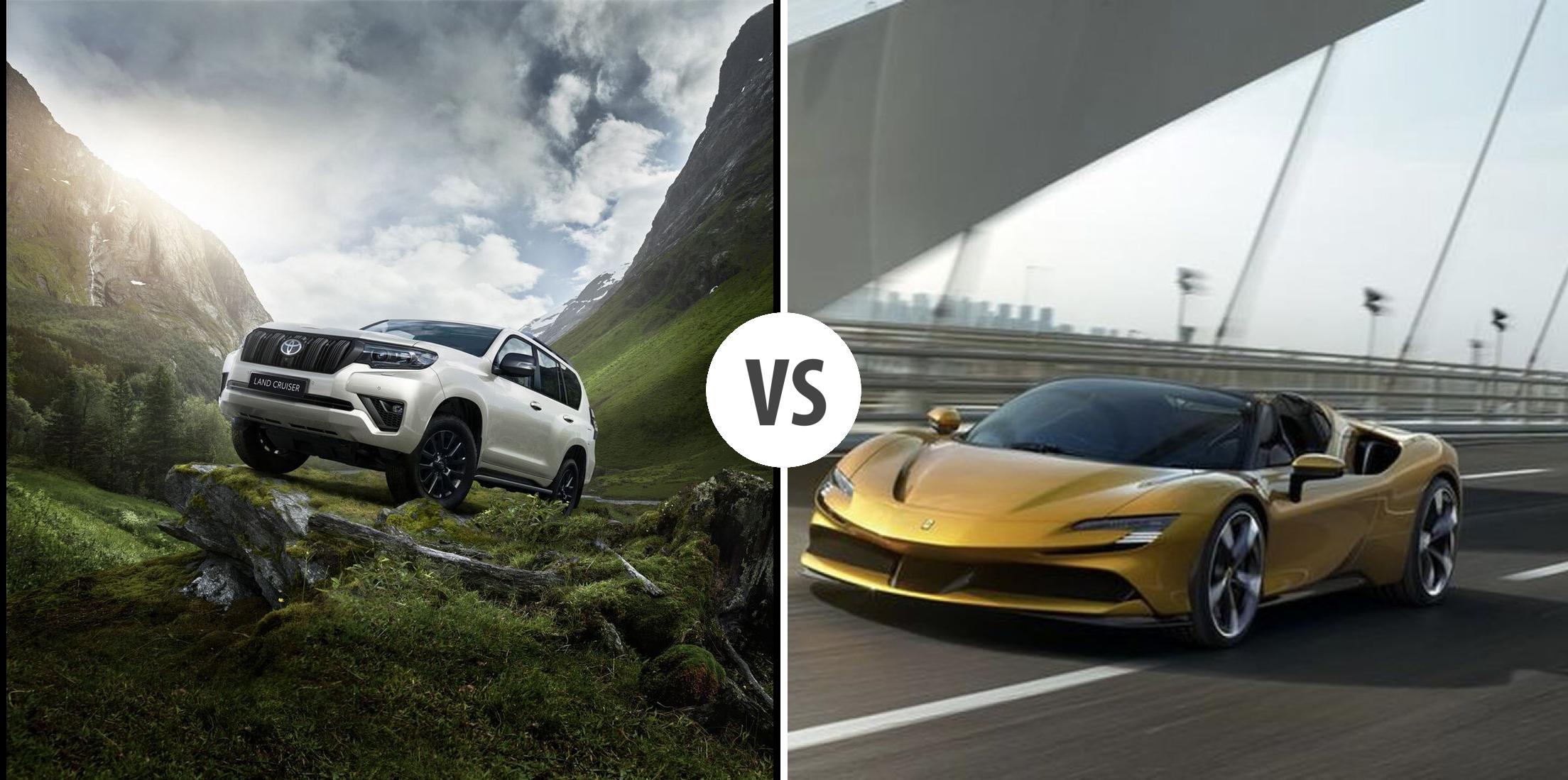 Toyota Land Cruiser VS Ferrari SF90 Roadster – Vergleiche Preise ...
