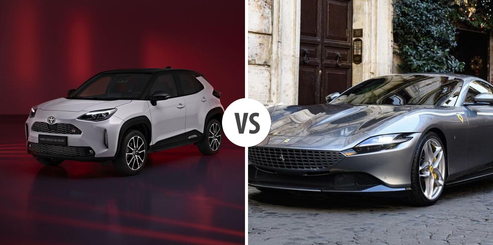 Toyota Yaris Cross VS Ferrari Roma Autovergleich | AUTOGOTT.DE