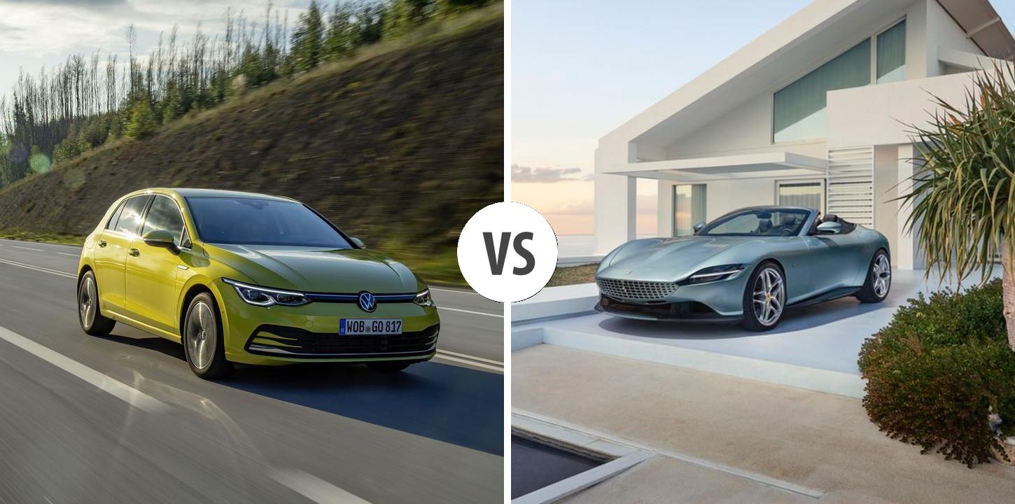 Volkswagen Golf VS Ferrari Roma Cabrio – Vergleiche Preise, Leistung ...