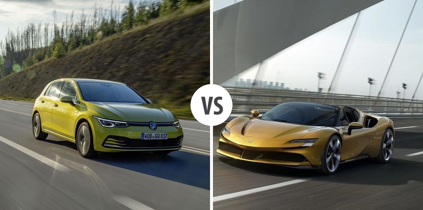 Volkswagen Golf VS Ferrari SF90 Roadster – Vergleiche Preise, Leistung ...
