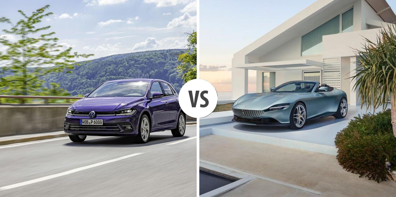 Volkswagen Polo VS Ferrari Roma Cabrio – Vergleiche Preise, Leistung ...